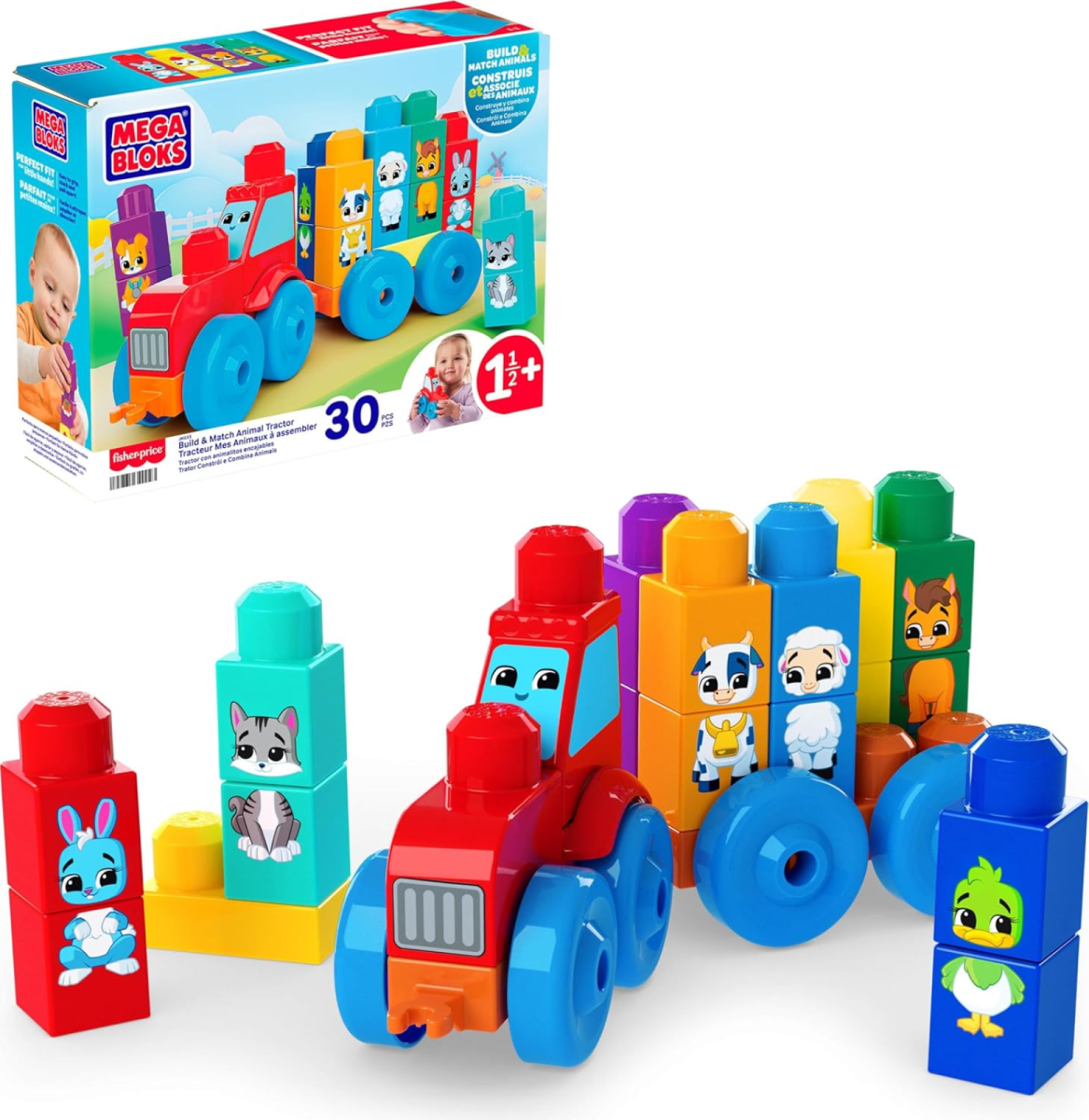 Mattel Mega Bloks Build & Match Tractor - ArgosyToys.co.uk